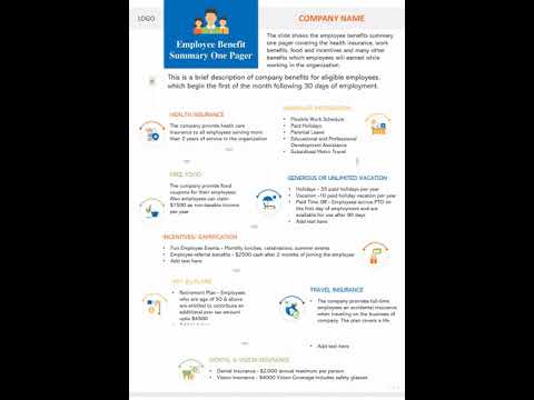 Employee Benefit Summary One Pager Presentation Report Infographic Ppt Pdf Document