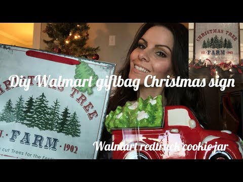 DIY Walmart giftbag Christmas sign | Redtruck Cookie jar