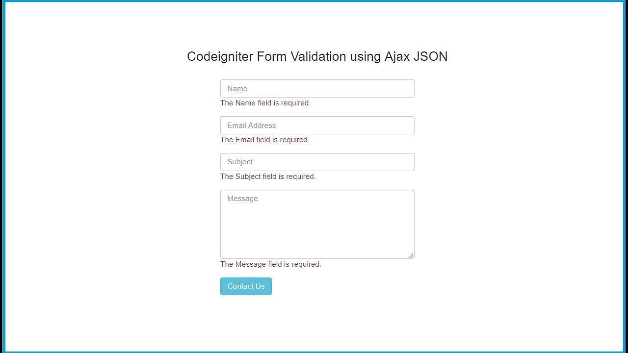 Codeigniter Form Validation using Ajax jQuery JSON