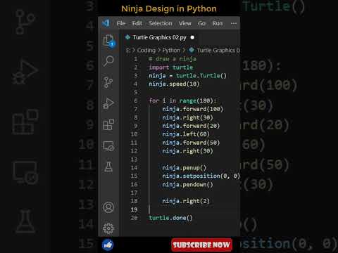 Draw a Ninja Design using python turtle! π― #python #shorts #animation #coding