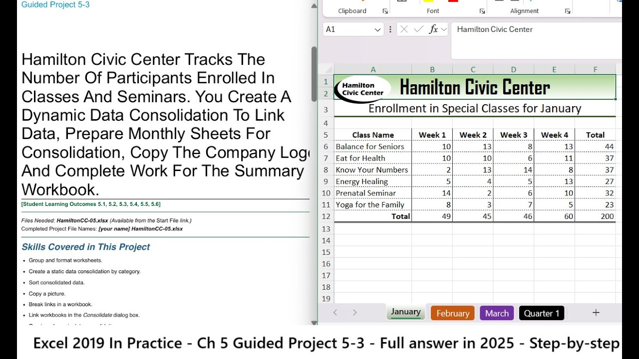 Excel 2019 In Practice - Ch 5 Guided Project 5-3 - Hamilton Civic Center - Full answer (2025)