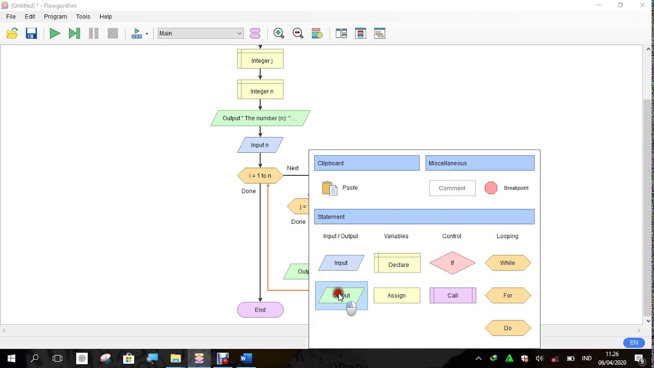 NESTED LOOPING USING FLOWGORITHM