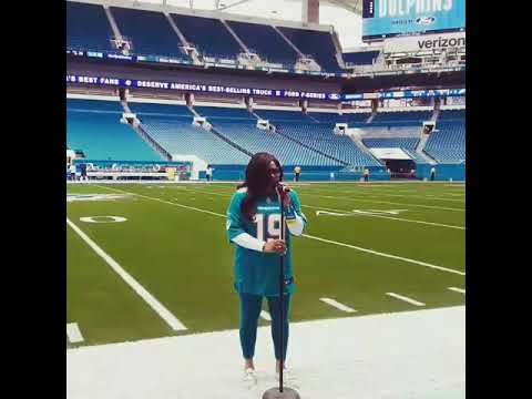 Donna Allen #Soundcheck SINGS "National Anthem" for the NFL MIAMI DOLPHINS