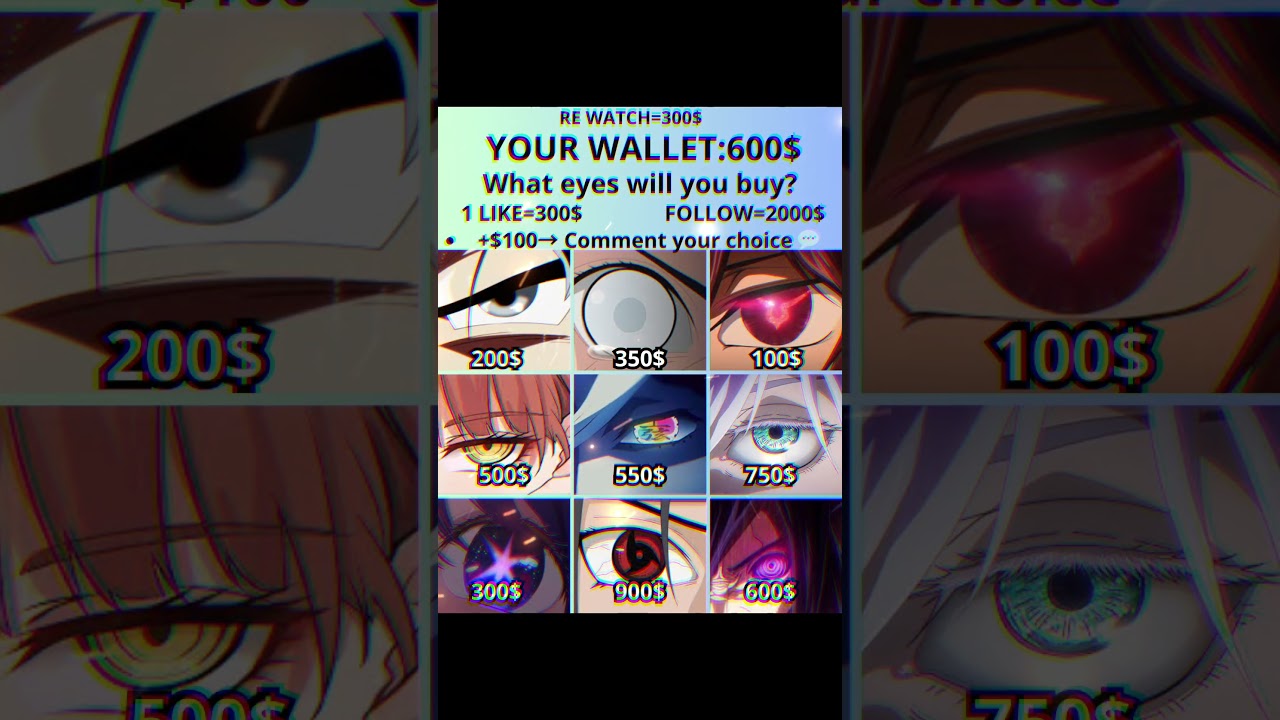 👉 “$500 Wallet 💸 Which Anime Eyes Will You Choose? 👀 | Shorts”