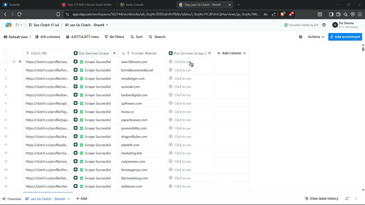 Enrich data From Clutch Using Zenrows in Clay