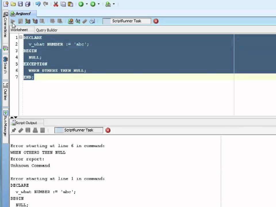 Oracle PL/SQL Tutorial -  What Are Exceptions