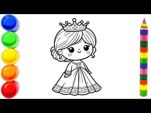 Cute Princess Drawing, Painting & Coloring For Kids and Toddlers_ Child Art