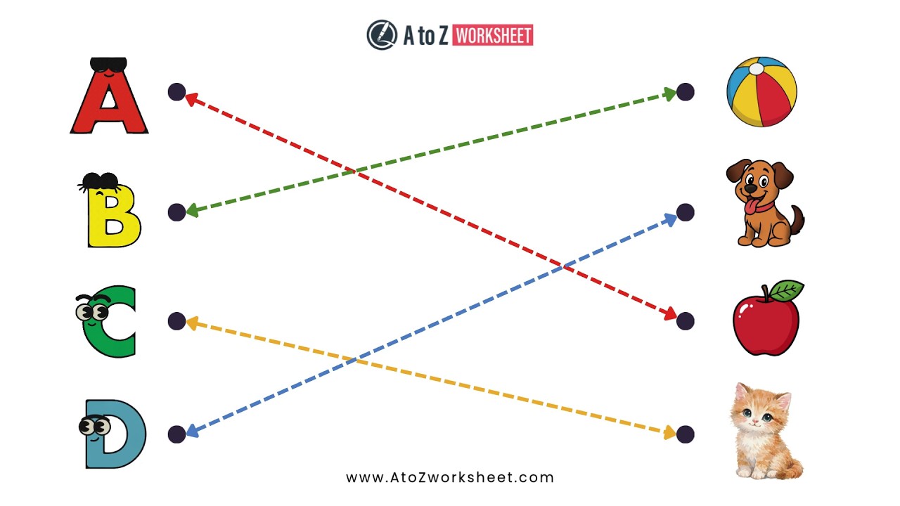 A To Z English Alphabet Matching Worksheet For Preschool, Nursery and Kindergarten Class (FREE PDF)