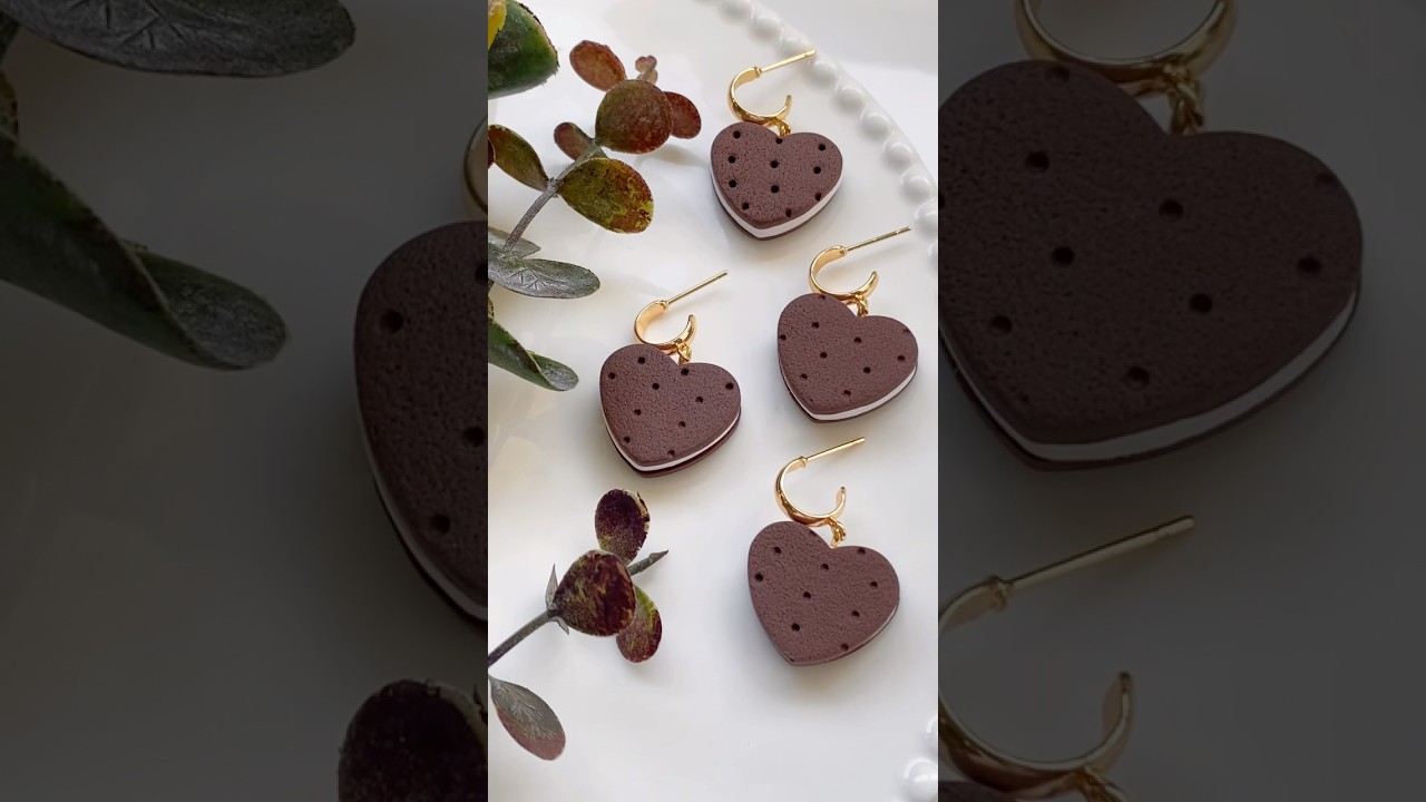 Cookie ice cream sandwich polymer clay earrings 🍪