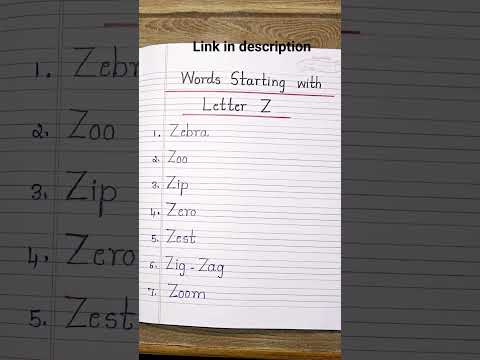 Words Starting with Letter Z
