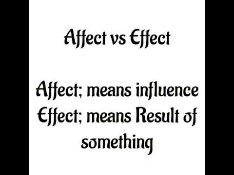 difference between affect and effect explained in Urdu/Hindi.