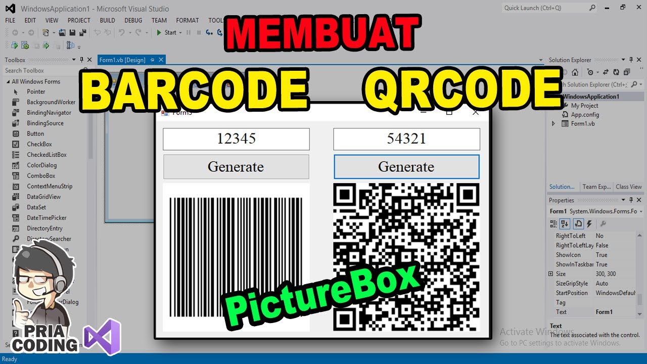 Cara Membuat Barcode dan QRcode di VB .Net | VB.Net Tutorial
