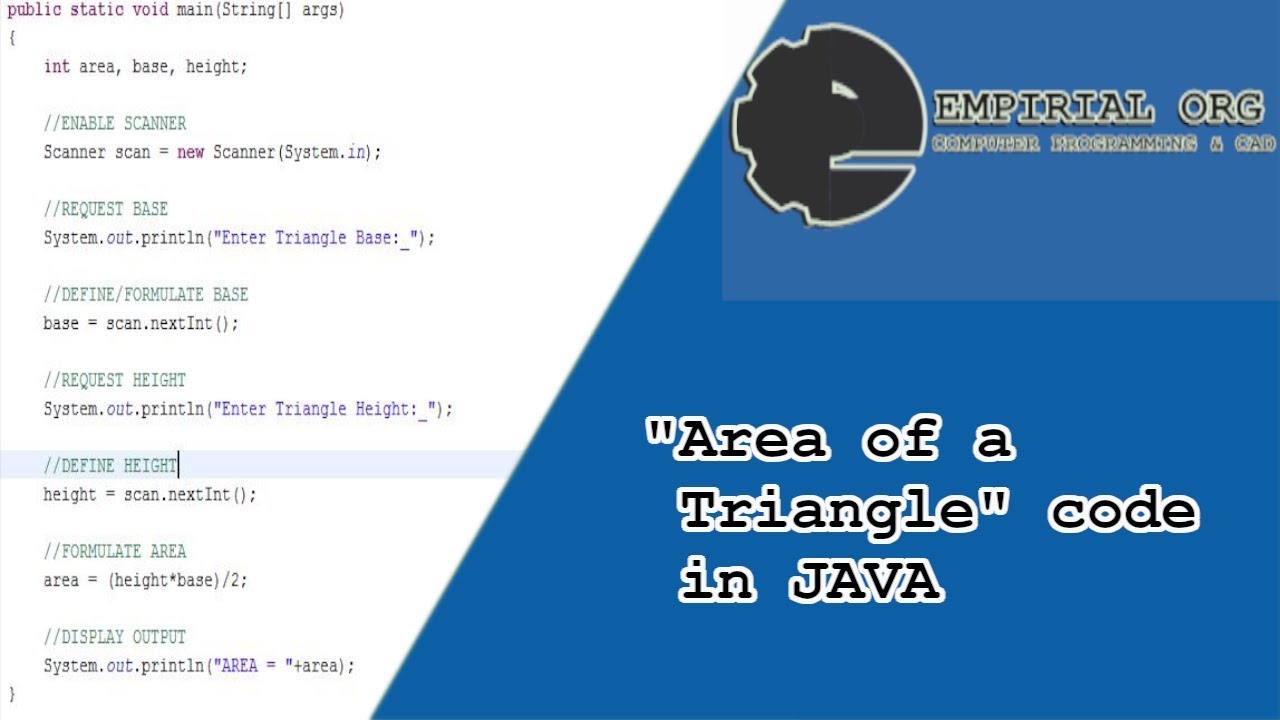 Java Tutorial :AREA of a TRIANGLE code using  ECLIPSE IDE
