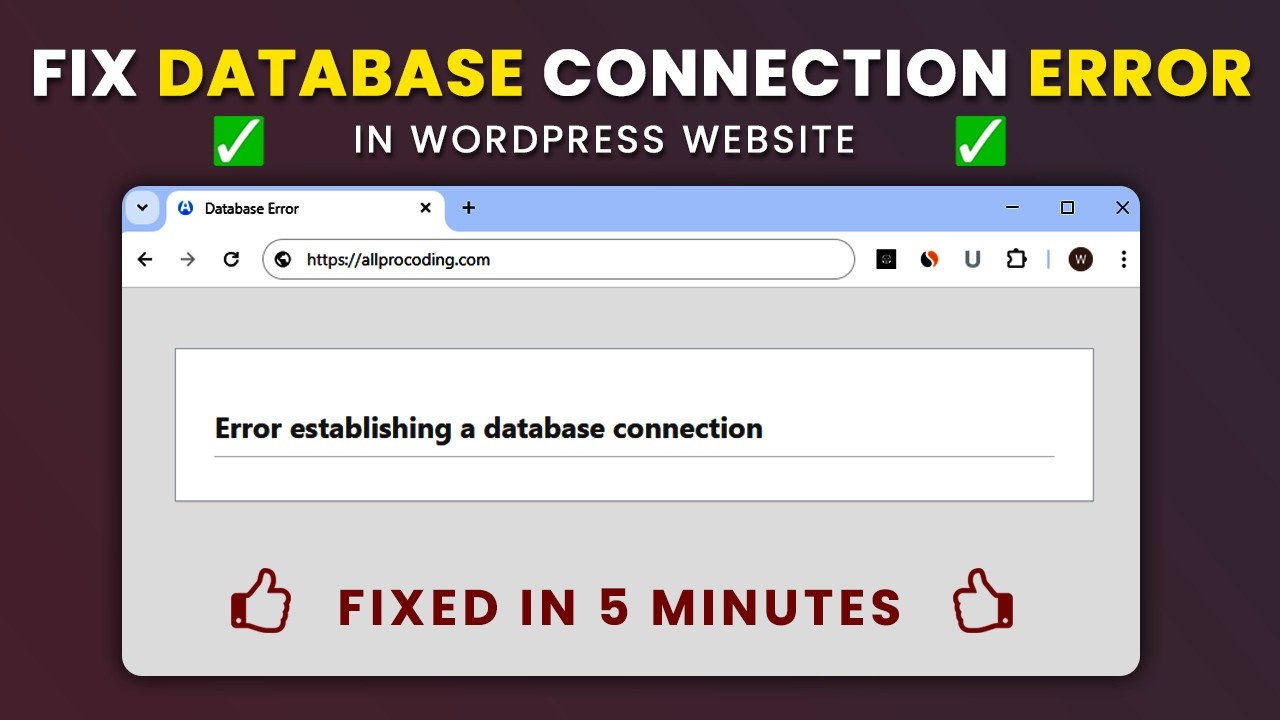 Fix WordPress Database Connection Error in 5 Minutes | Fix Error Establishing Database Connection