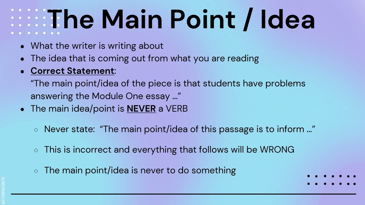 Writing a Module 1 Essay Tips Main Idea and Writers Purpose