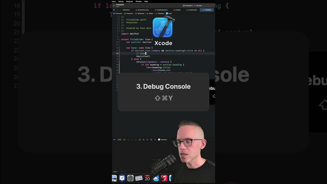 Hide and Show the Xcode Debug Console - 3/30 #xcode #swift #iosdev #coding