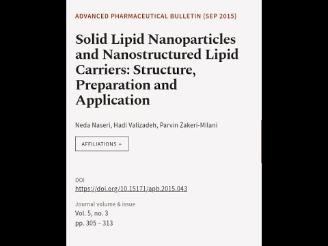 Solid Lipid Nanoparticles and Nanostructured Lipid Carriers: Structure, Preparation a... | RTCL.TV
