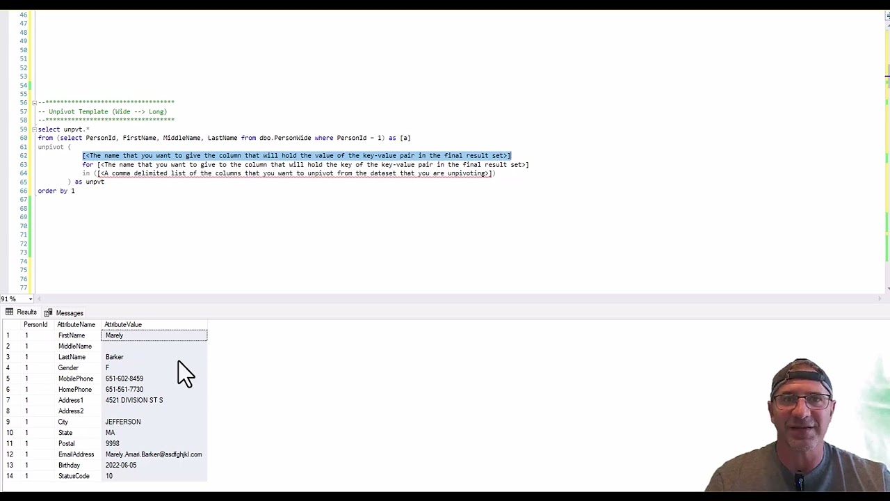 How to unpivot data in SQL Server