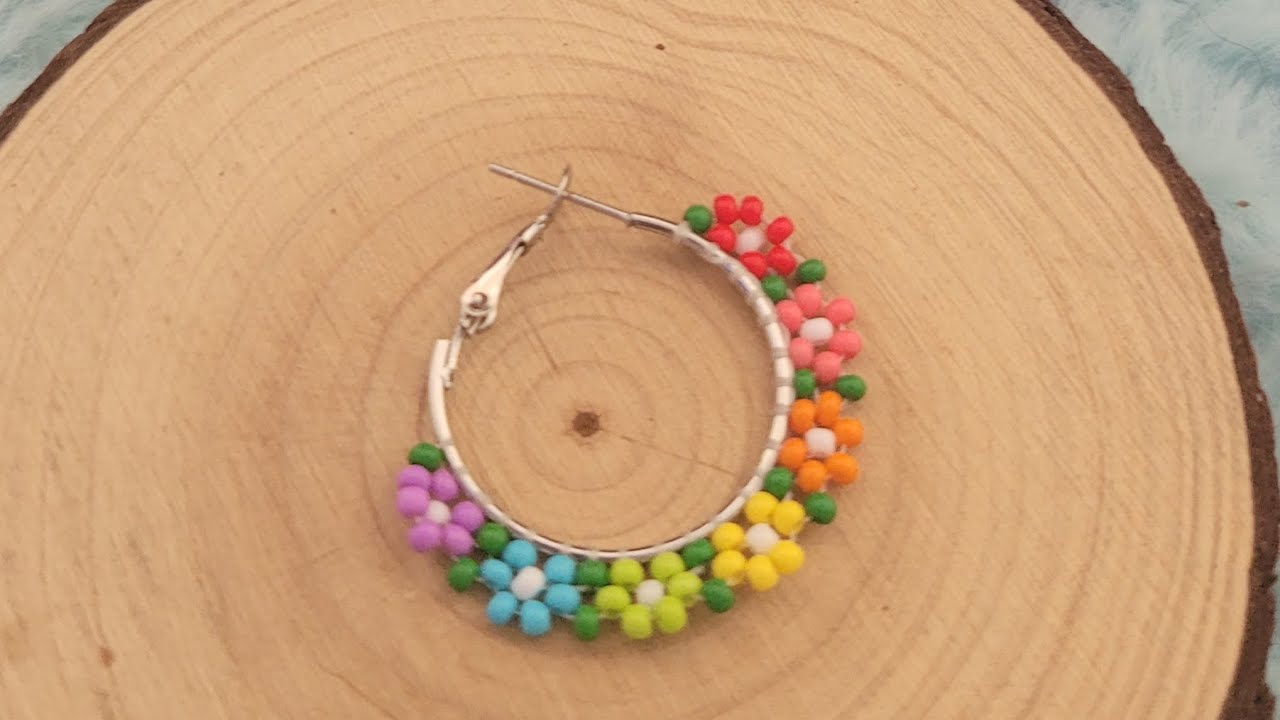 Daisy chain beaded hoops
