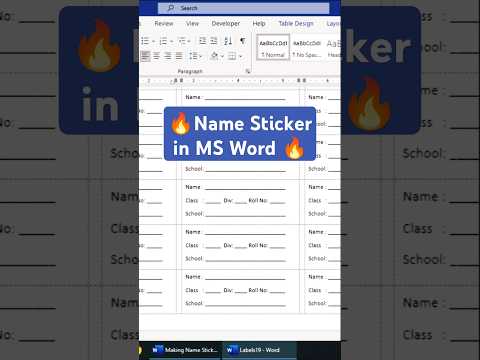 How to Make Name Stickers in MS Word #shorts #msword