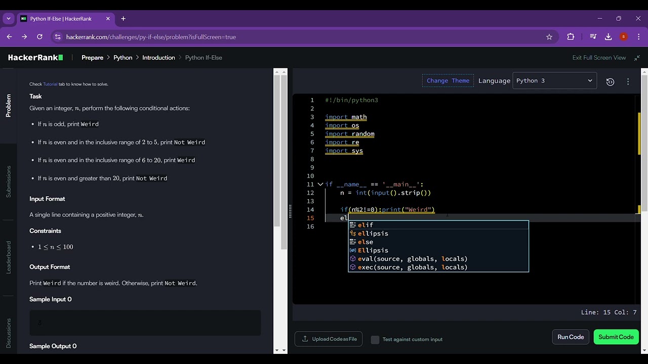 python if else hacker rank