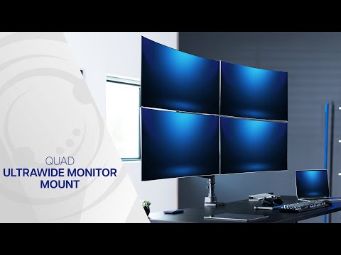 STAND-V400D Pneumatic Arm Quad Ultrawide Monitor Extra Tall Desk Mount by VIVO
