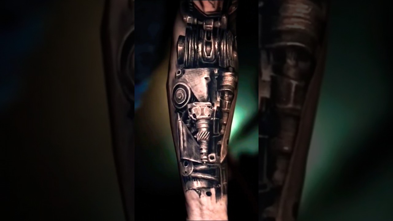 Best 3D Robot Arm Tattoo Ever 2023. . . 😱😱😱 #tattoo #shorts