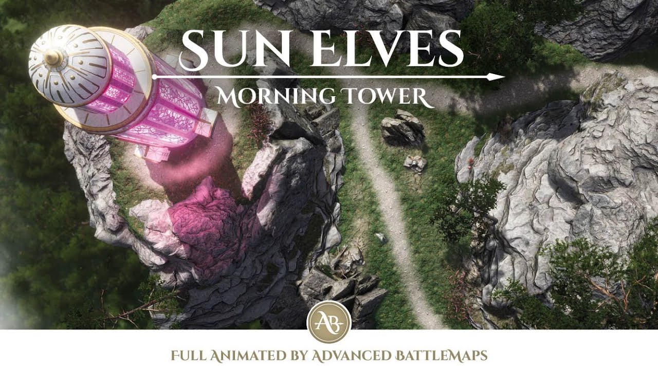 D&D | Pathfinder | Sun Elves - Morning Tower | Animated Battle Maps | Virtual Tabletop