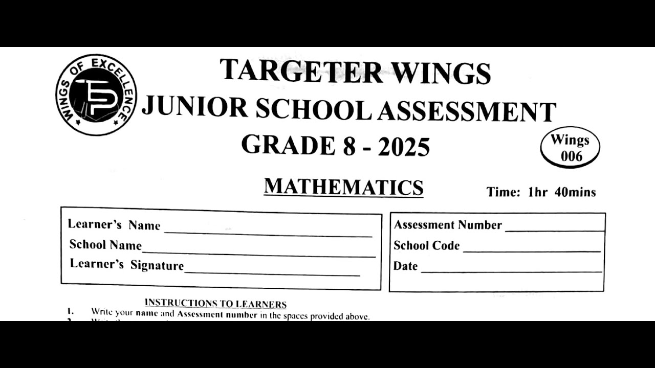 GRADE 8 MATHEMATICS TARGETER WINGS 006 2025 EXAMS