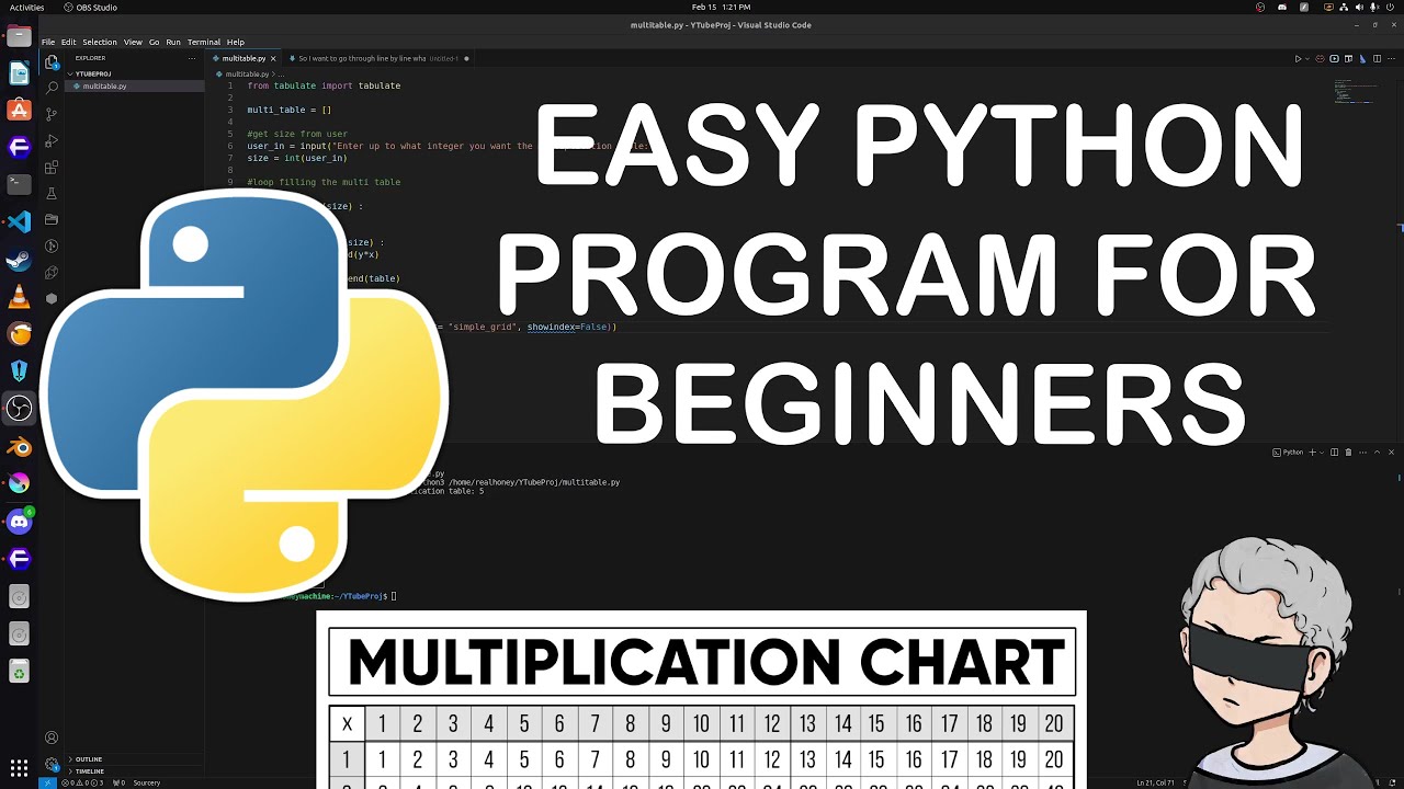 Easy Python Program - making a Multiplication Table!!