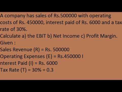 Calculate EBIT, Net Income and Profit Margin