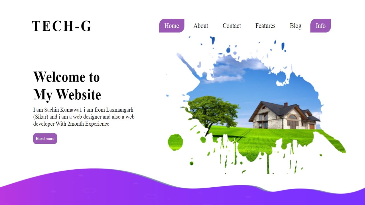 Landing Page with Wave Background Using Only HTML CSS