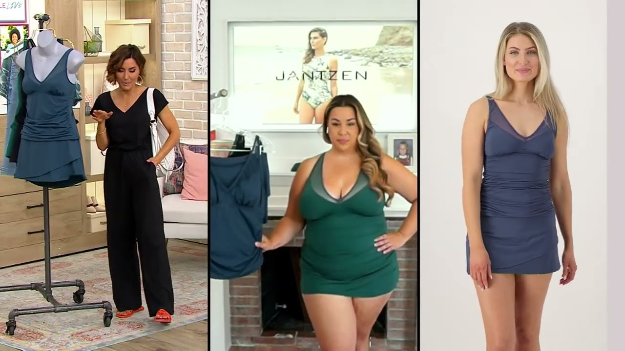 Jantzen Ellen Tankini with Layered Wrap Skirt Bottom on QVC