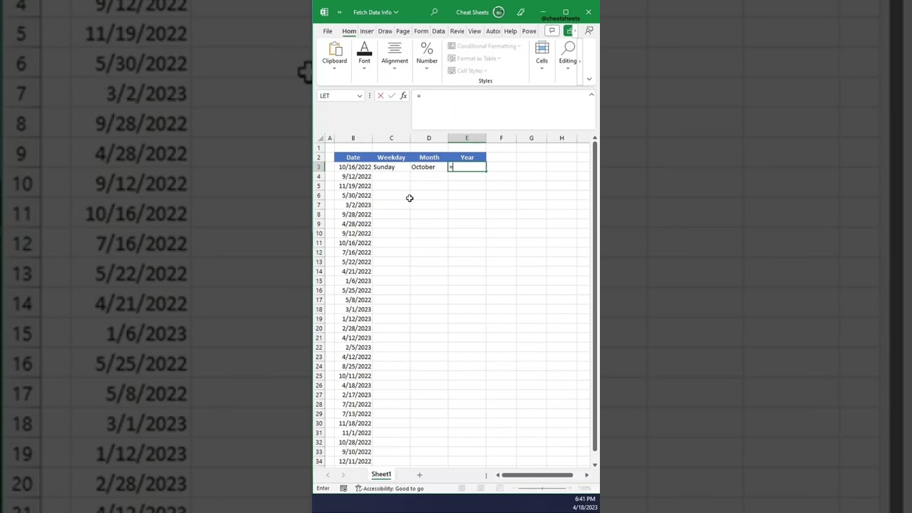 How to get date details in 40 seconds #excel
