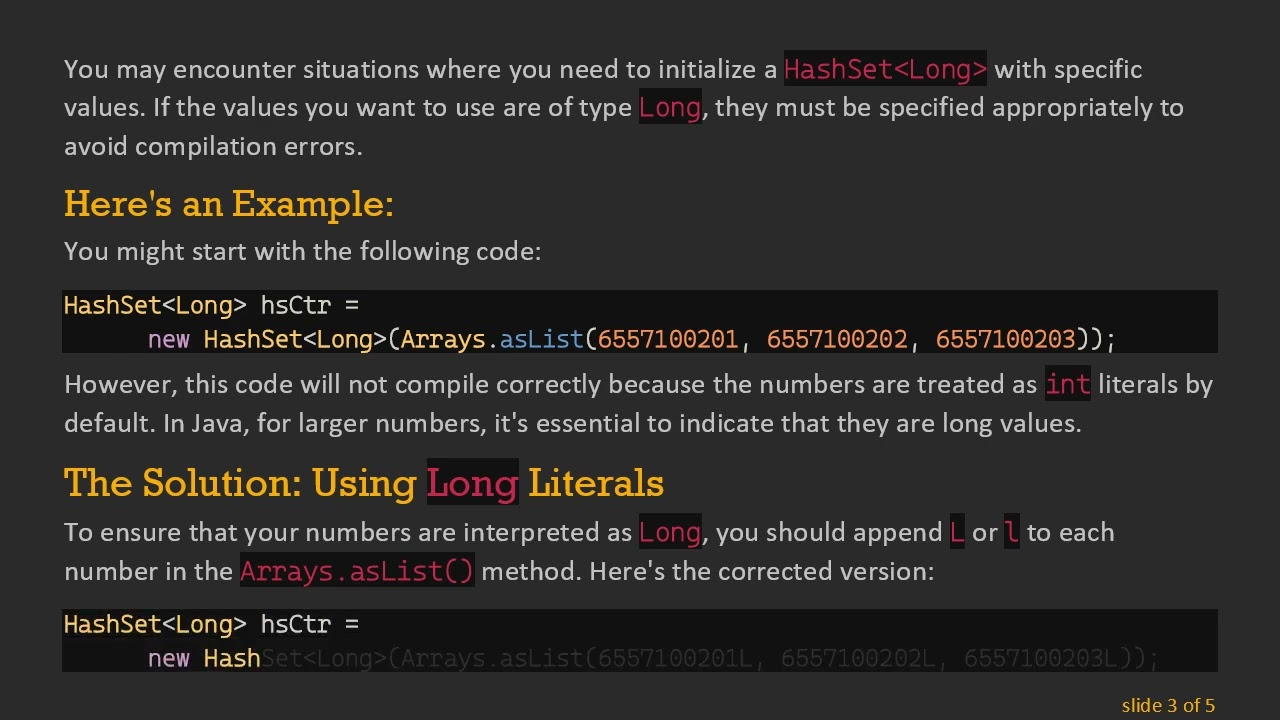 How to Initialize HashSet Long  with Predefined Values in Java