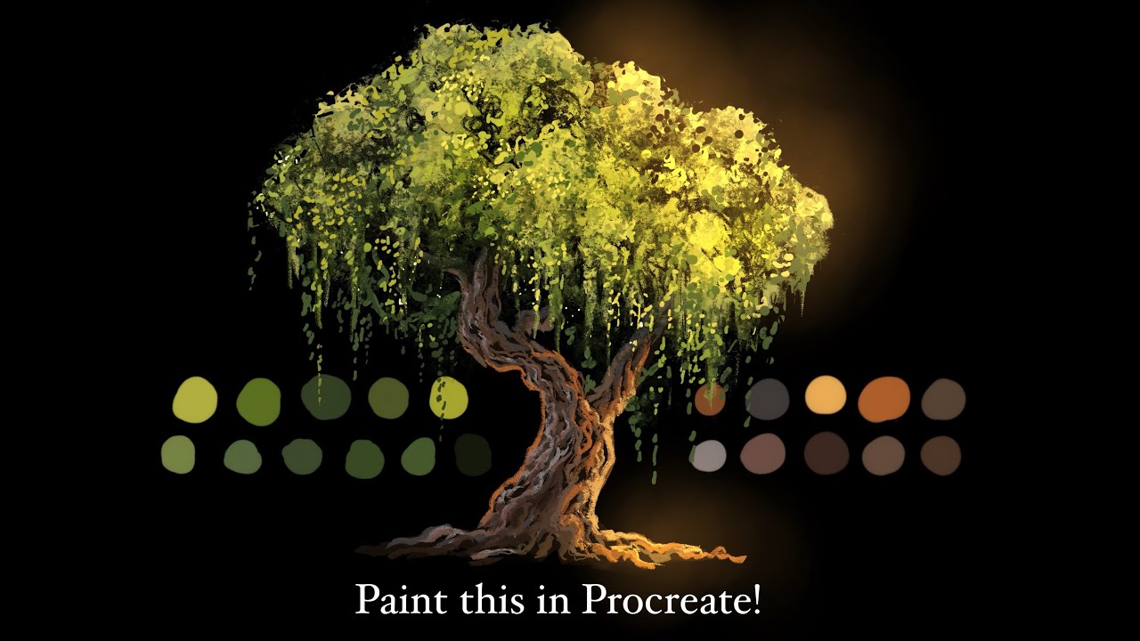 How to Draw a Tree in Procreate! Easy Painting Tutorial for Beginners with Step by Step Explanation 