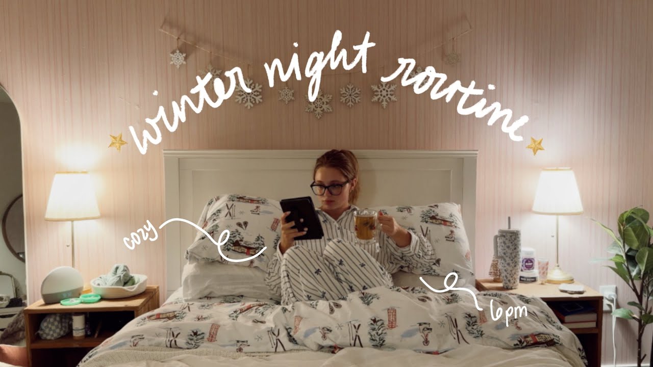 MY 6PM WINTER NIGHT ROUTINE 🧸😴 apartment shutdown, self-care, productive habits & cozy vibes
