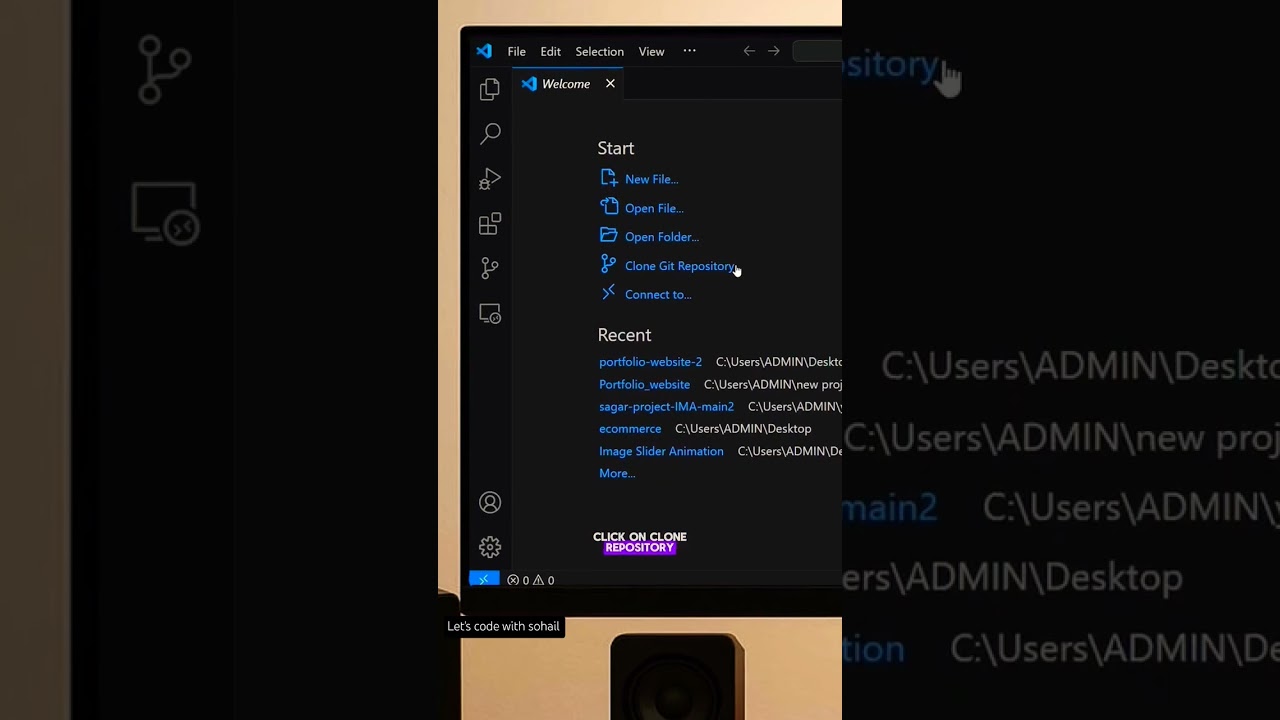 clone any project from GitHub to vscode #vscode #github
