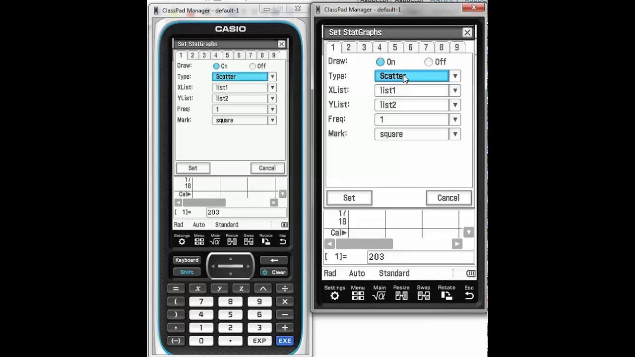 Creating Scatter Plots using a ClassPad