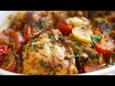Baked Mediterranean Chicken Thighs - 5 Mins Prep - One Pan Recipe