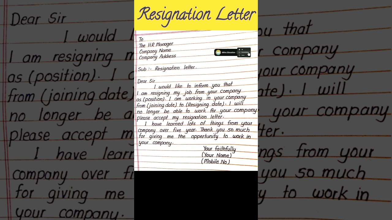 Resignation Letter | How to Write Resignation Letter in English #handwriting #resignationletter