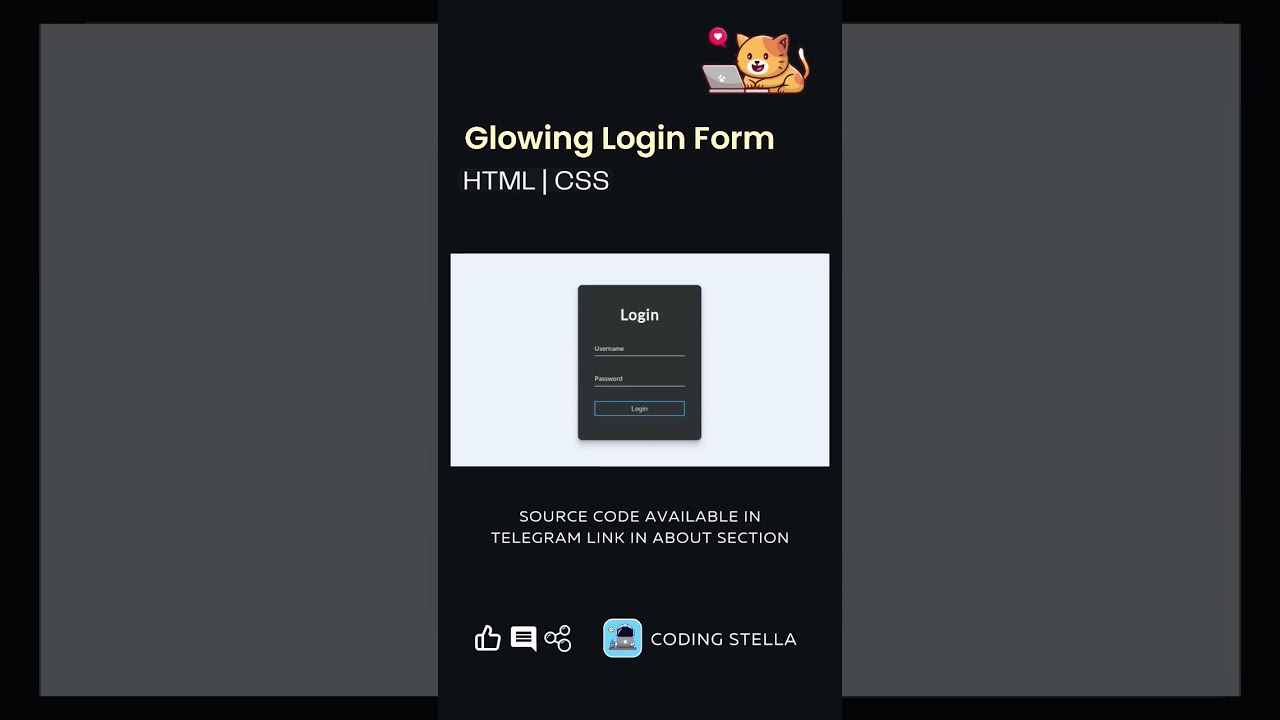 Glowing Login Form With Placeholder Animation 💙 #htmlcss #shorts