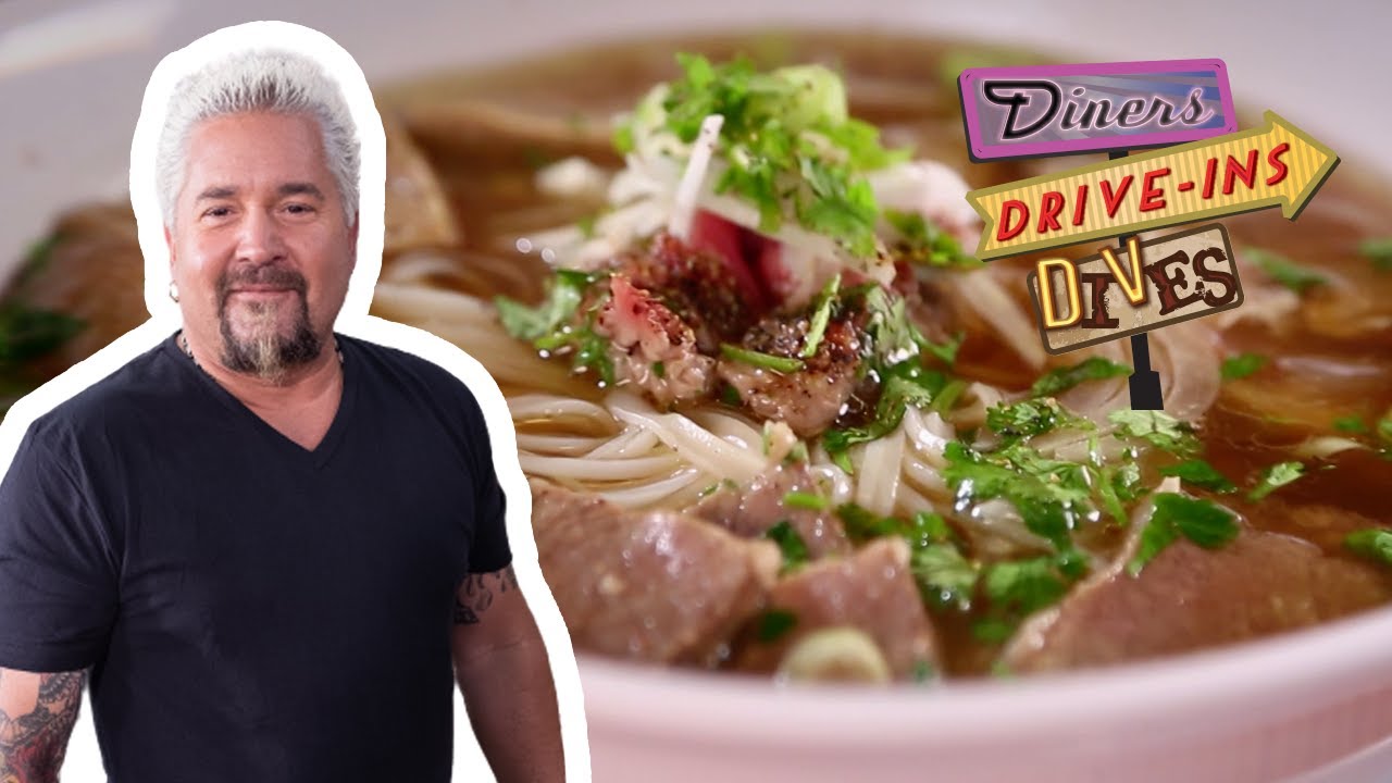 Guy Fieri Tries Incredible Beef Pho & Pork Bnh M | Diners, Drive-Ins ...