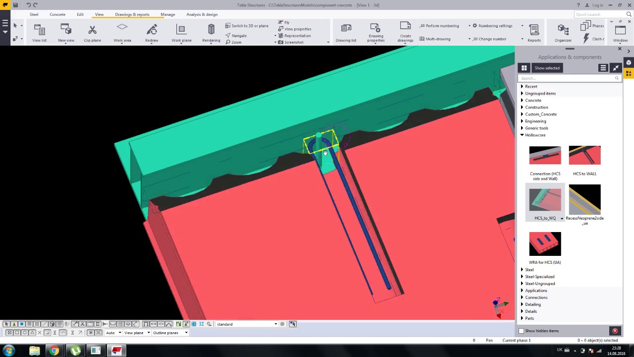 Tekla Hollowcore slab custom components
