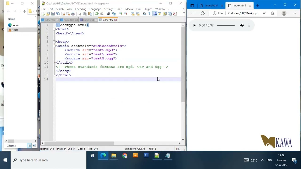 KAWA HTML Tutorial for Beginners   26   Audio element