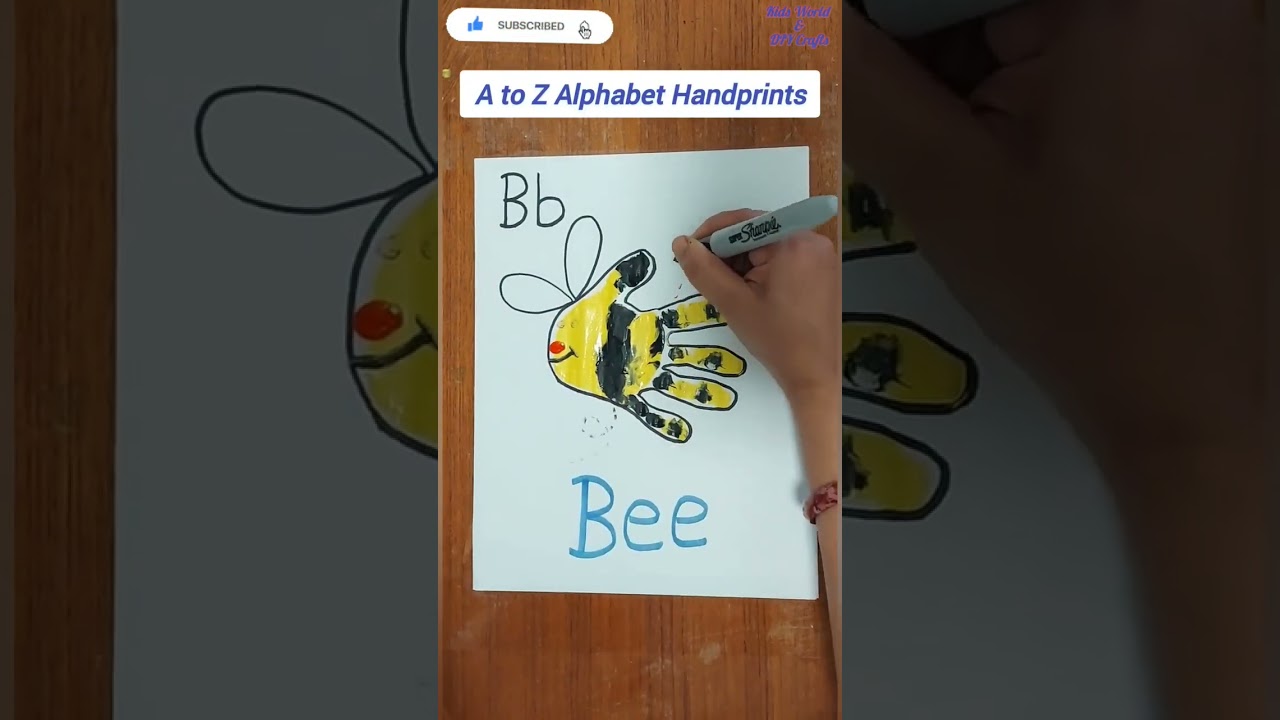 B for Bee 🐝🐝🖐️ Handprint Alphabet #crafts #activity #diy #preschool #kids #alphabet #drawing #art