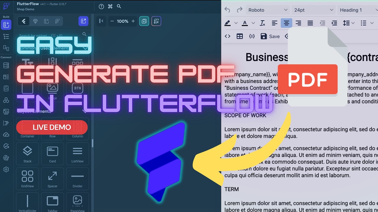 Easy generate PDF in FlutterFlow