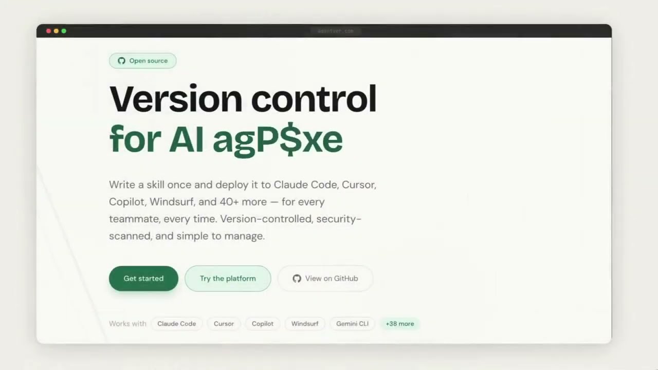 Agentver - the open-source GitHub for AI agents.