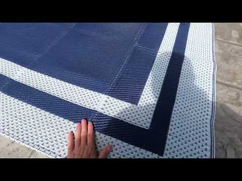 KMAT Outdoor Rug, Waterproof Reversible Patio Rugs, 5x8ft Large Outdoor Area Rug Foldable Plastic