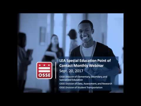 September 2017 LEA Special Education Points of Contact (LEA SE POC) Webinar